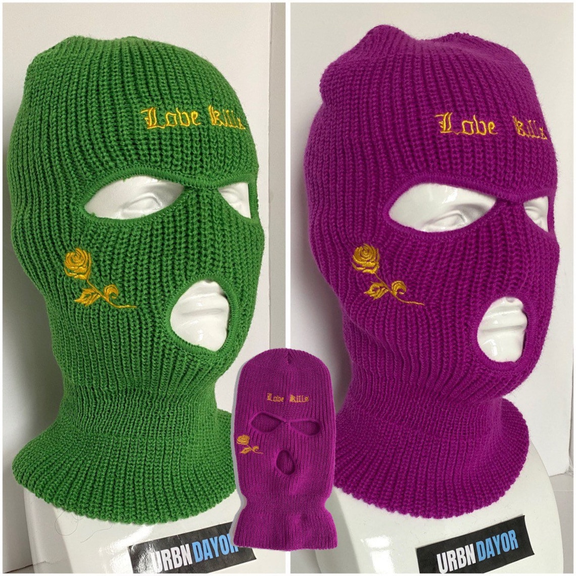 Embroidered 3 Hole Ski Mask Knitted Balaclava Snood - Etsy UK