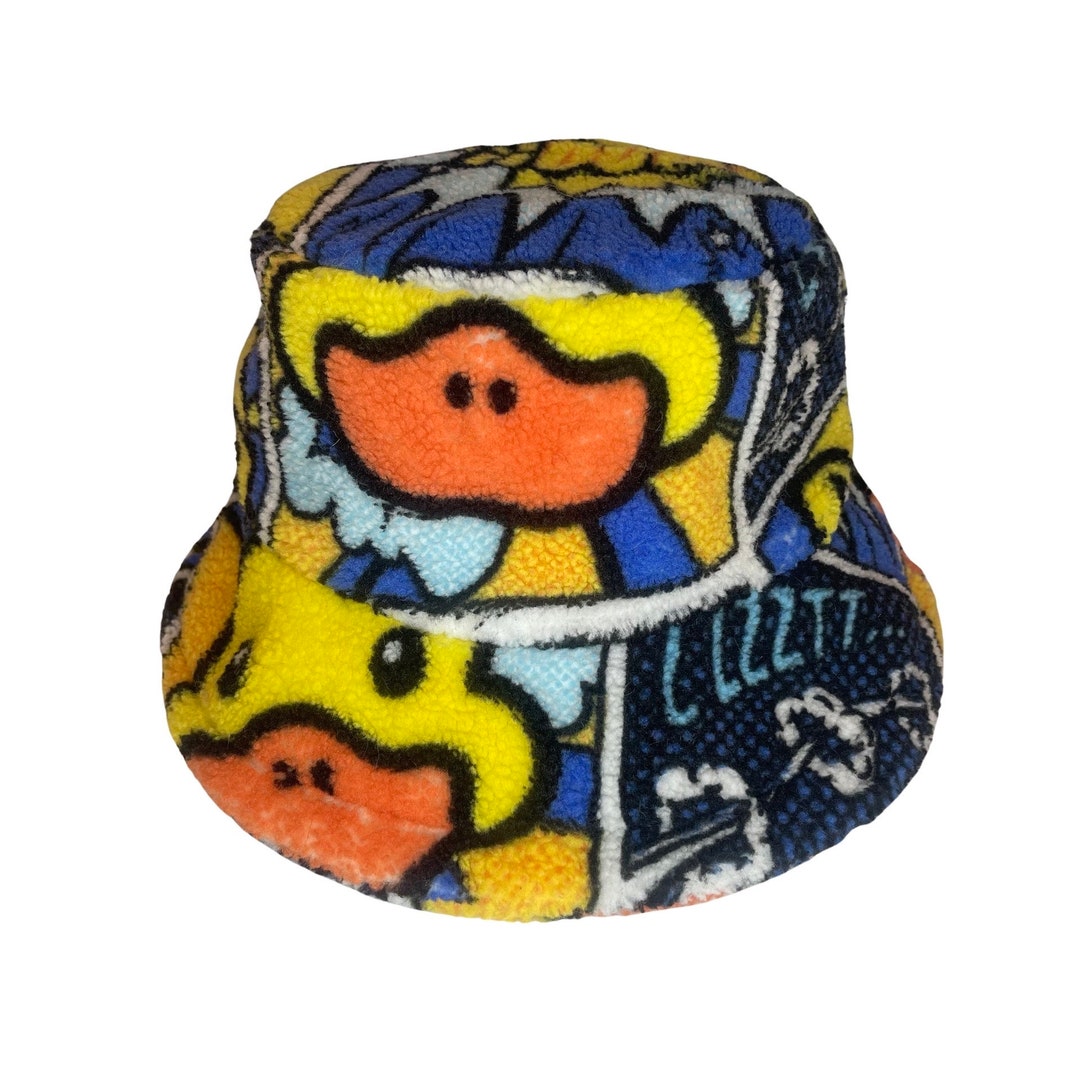 Comic Book Faux Sherpa Bucket Hat Plush Material Geometric Print ...