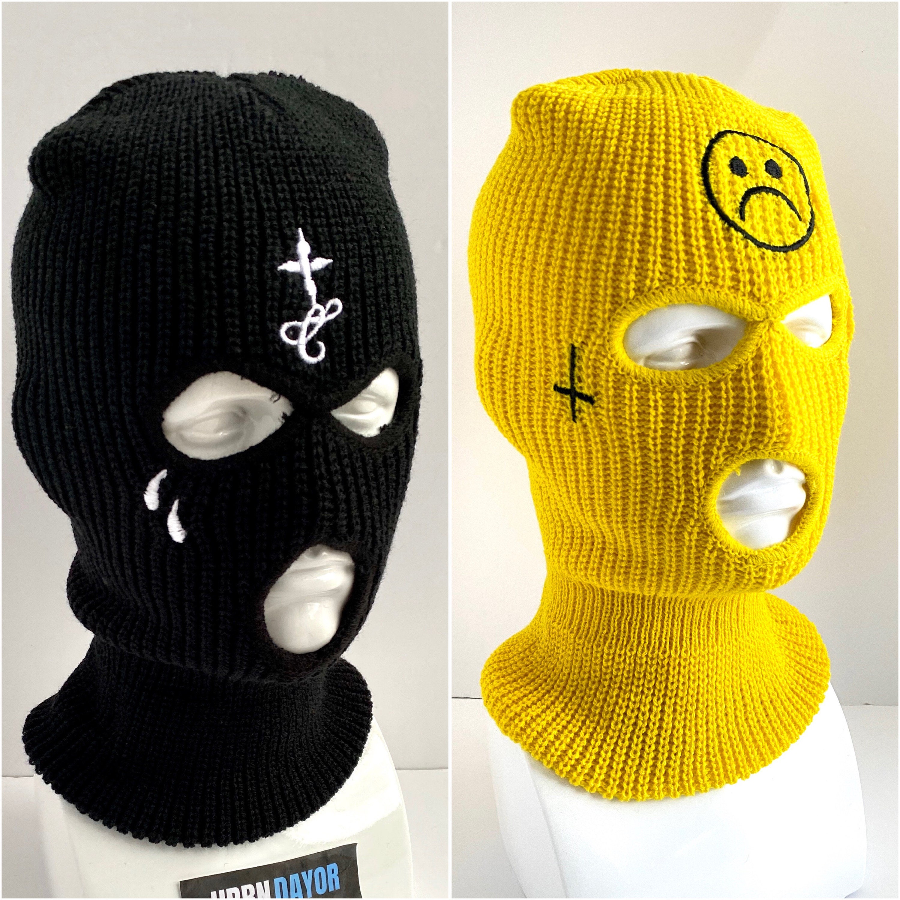 Embroidered 3 Hole Ski Mask Knitted Balaclava Snood - Etsy UK