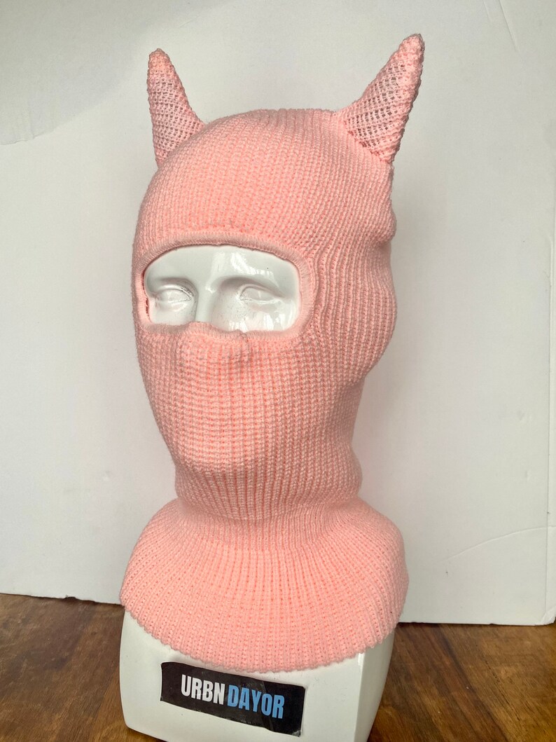 Devil Horns Hole Ski Mask Knitted Balaclava Snood Wooly | Etsy