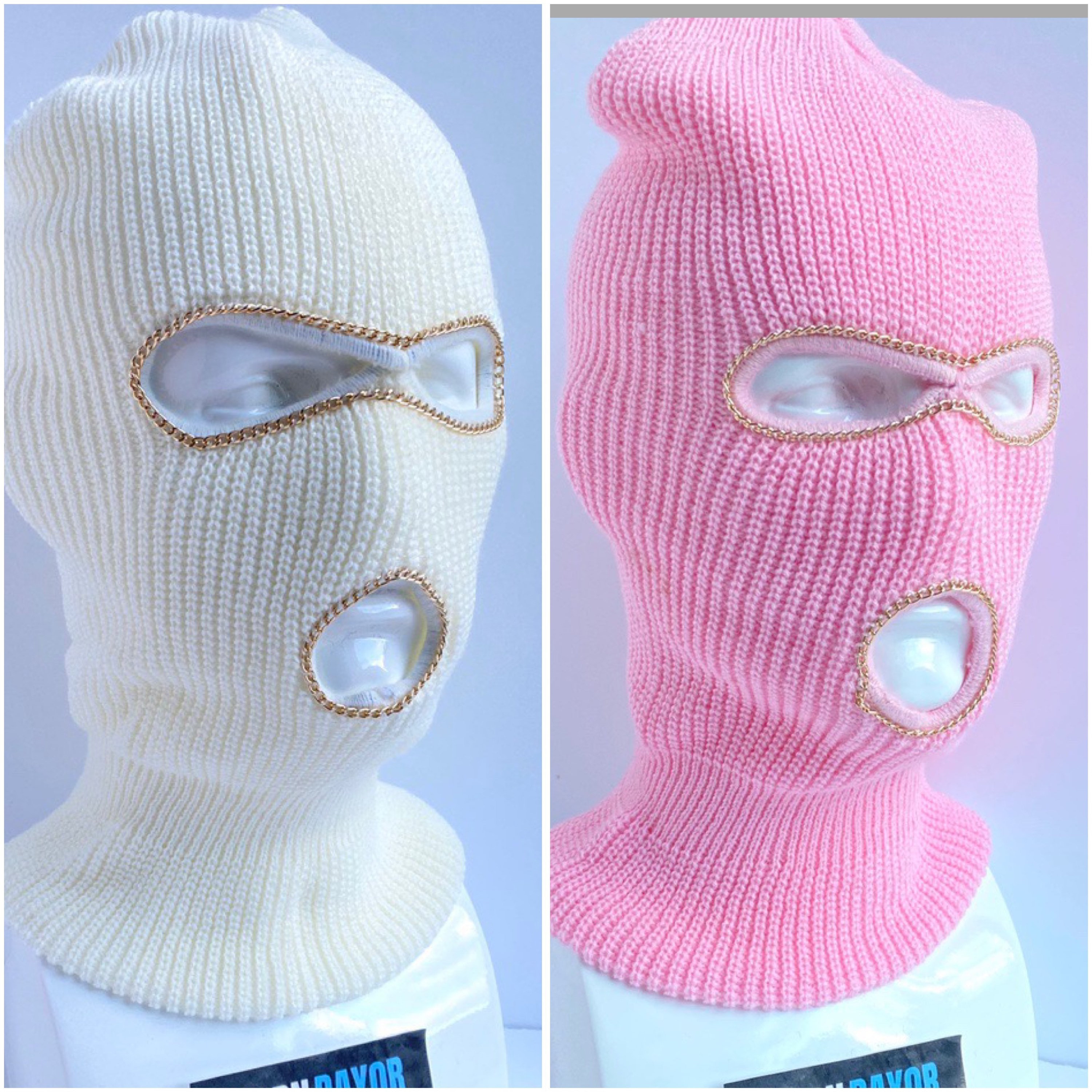 Embroidered 3 Hole Ski Mask Knitted Balaclava Snood - Etsy UK