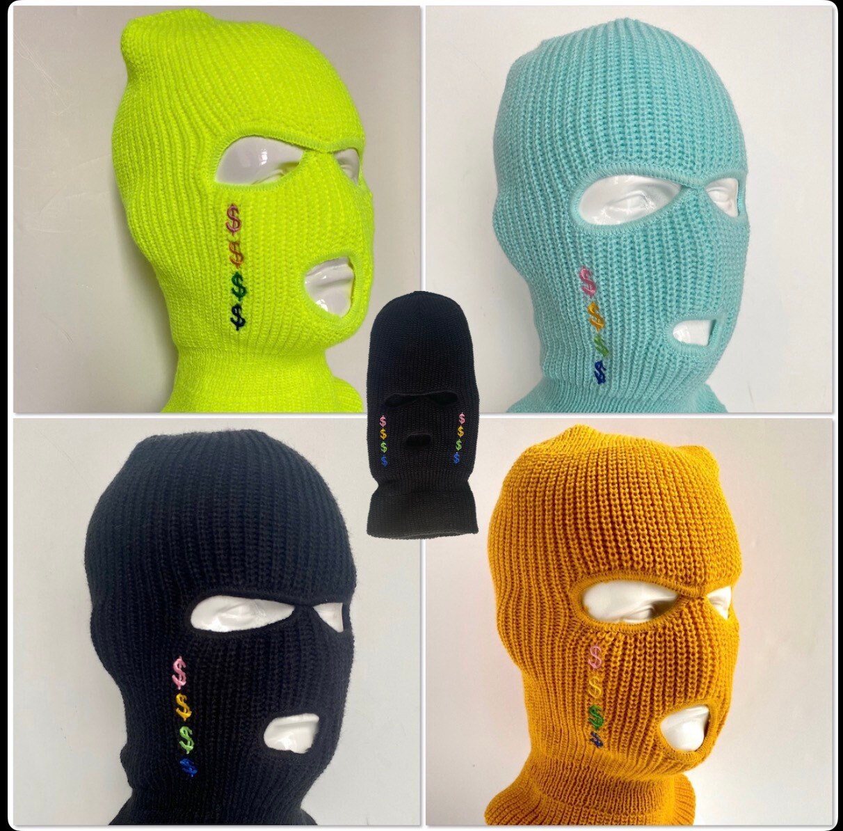 Embroidered 3 Hole Ski Mask Knitted Balaclava Snood - Etsy UK