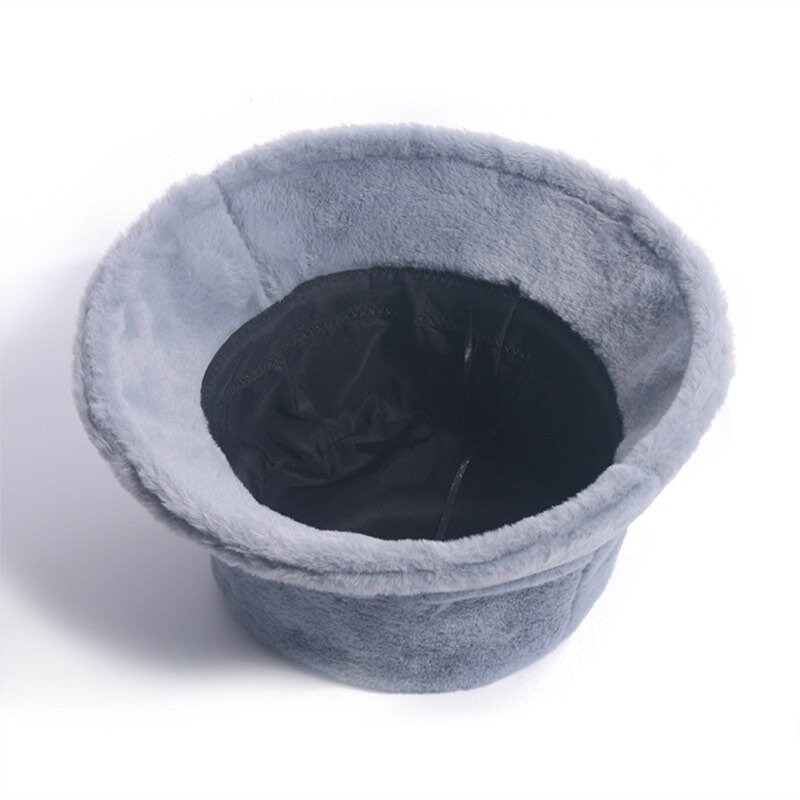 Solid Colour Faux Fur Bucket Hat Fuzzy Material Colorblock | Etsy UK