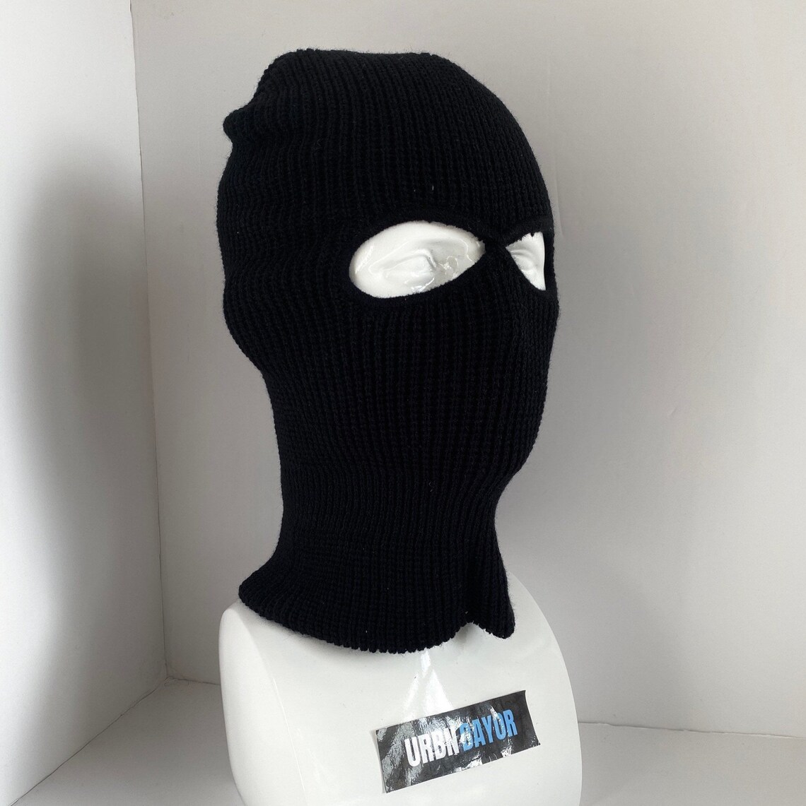 3 Hole or 2 Hole Ski Mask Knitted Black Balaclava Snood | Etsy
