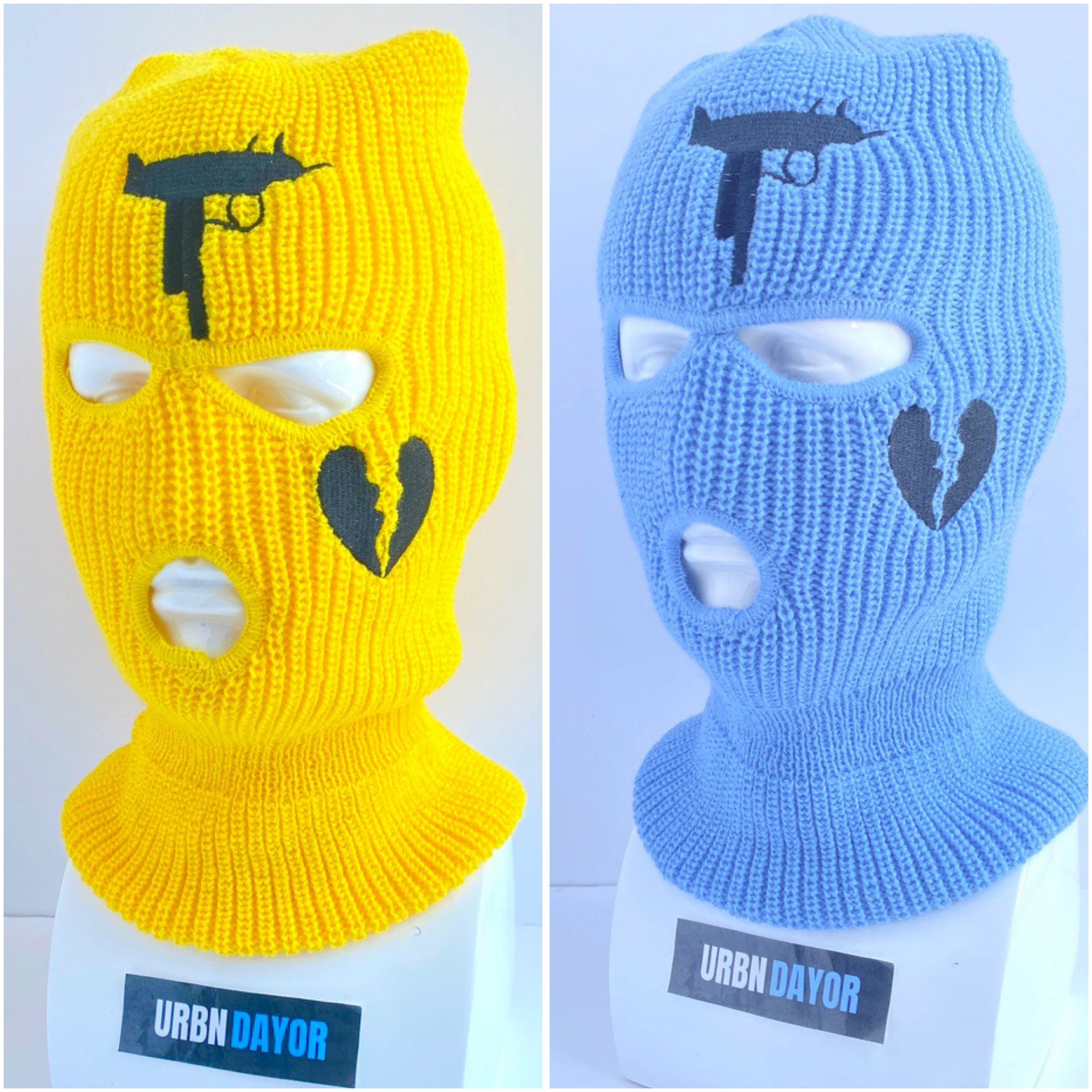 Embroidered 3 Hole Ski Mask Knitted Balaclava Snood | Etsy UK