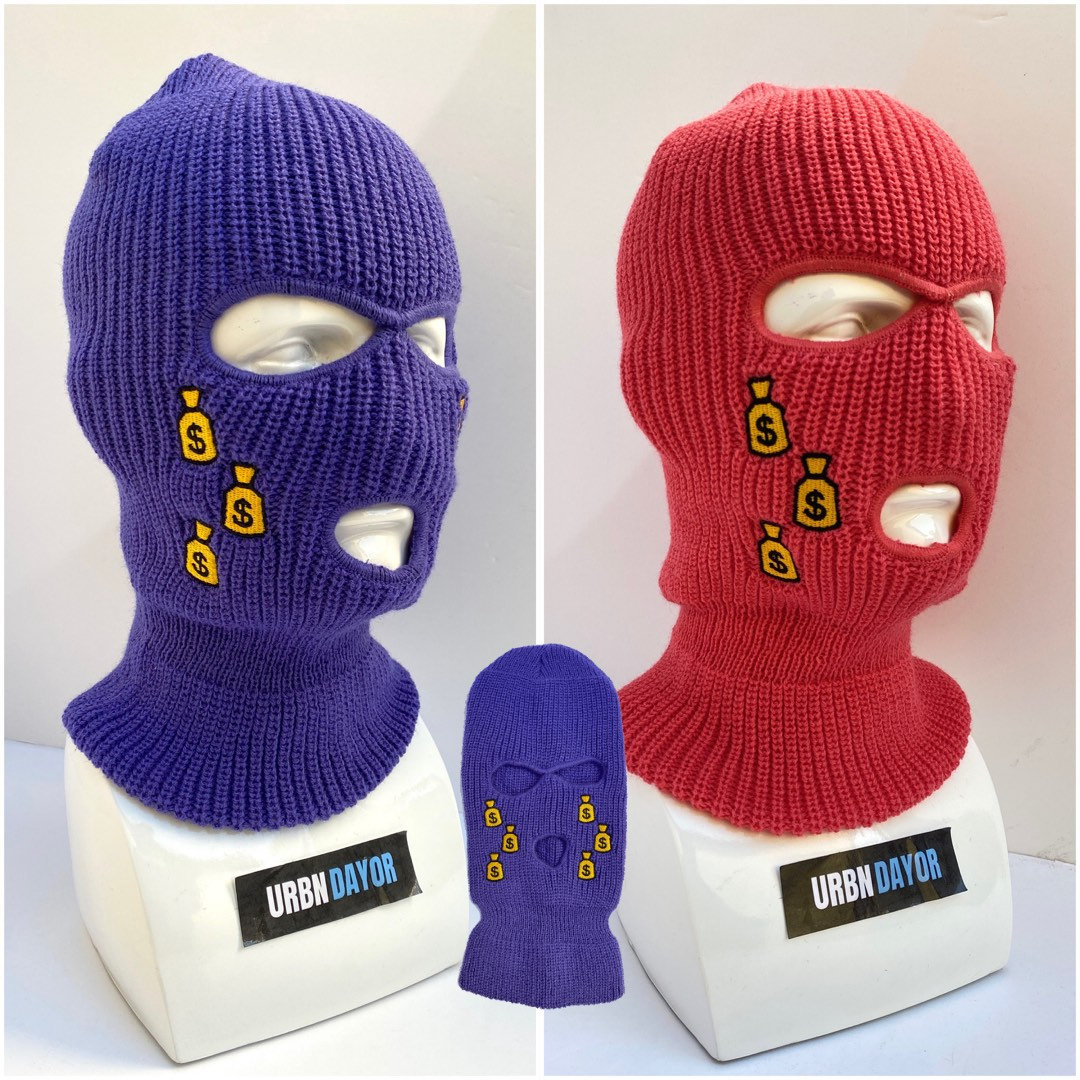 Embroidered 3 Hole Ski Mask Knitted Balaclava Snood | Etsy UK