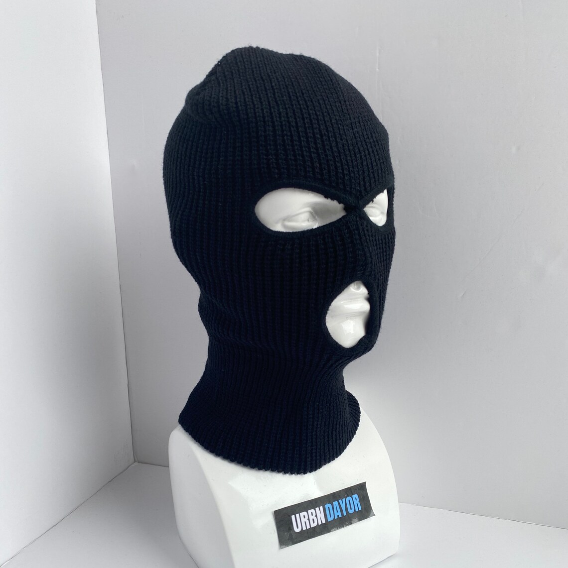3 Hole or 2 Hole Ski Mask Knitted Black Balaclava Snood - Etsy