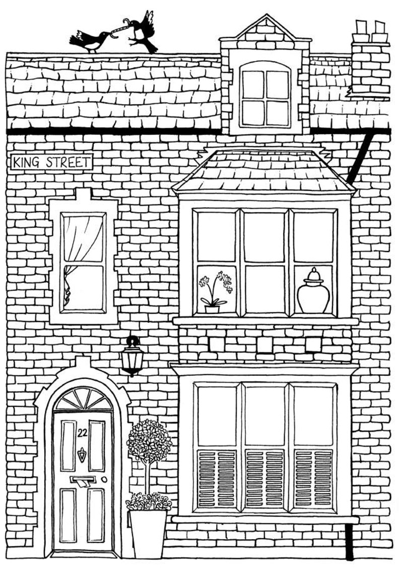 BUNDLE of 4 Victorian Terrace House Exterior Coloring Pages - Etsy UK