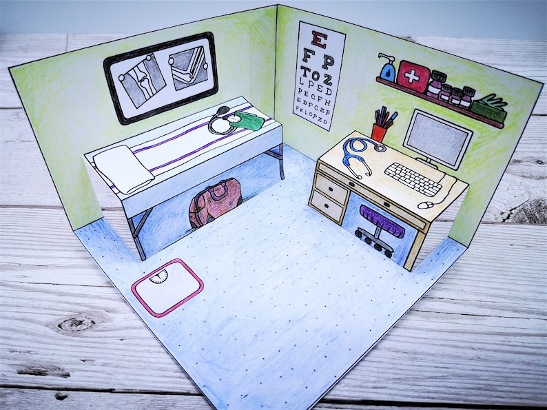 Printable Mini Doctors Surgery / Office Pretend Play Dollshouse Paper ...