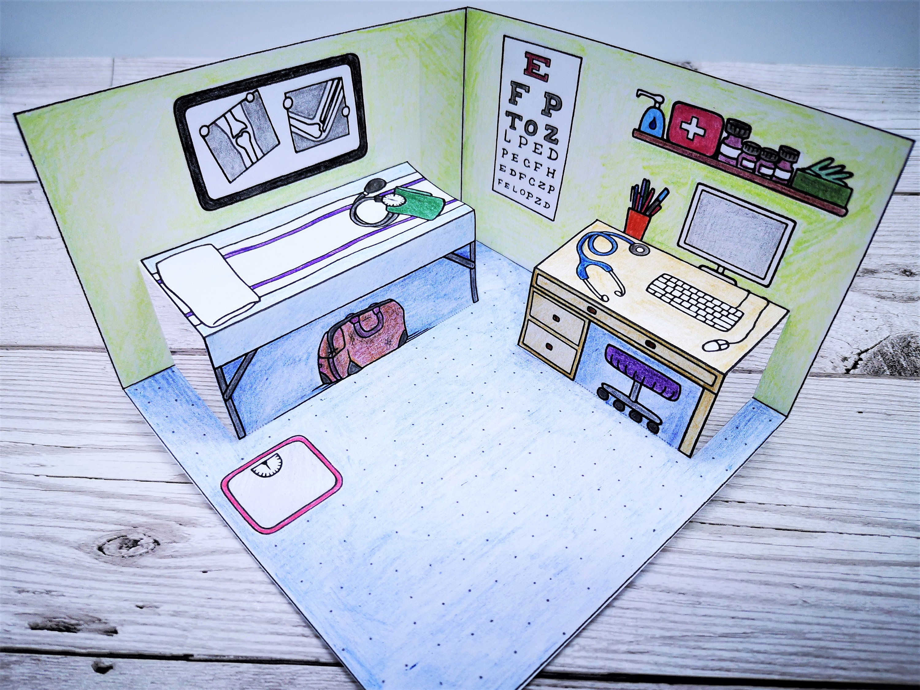Printable Mini Doctors Surgery / Office Pretend Play Dollshouse Paper ...