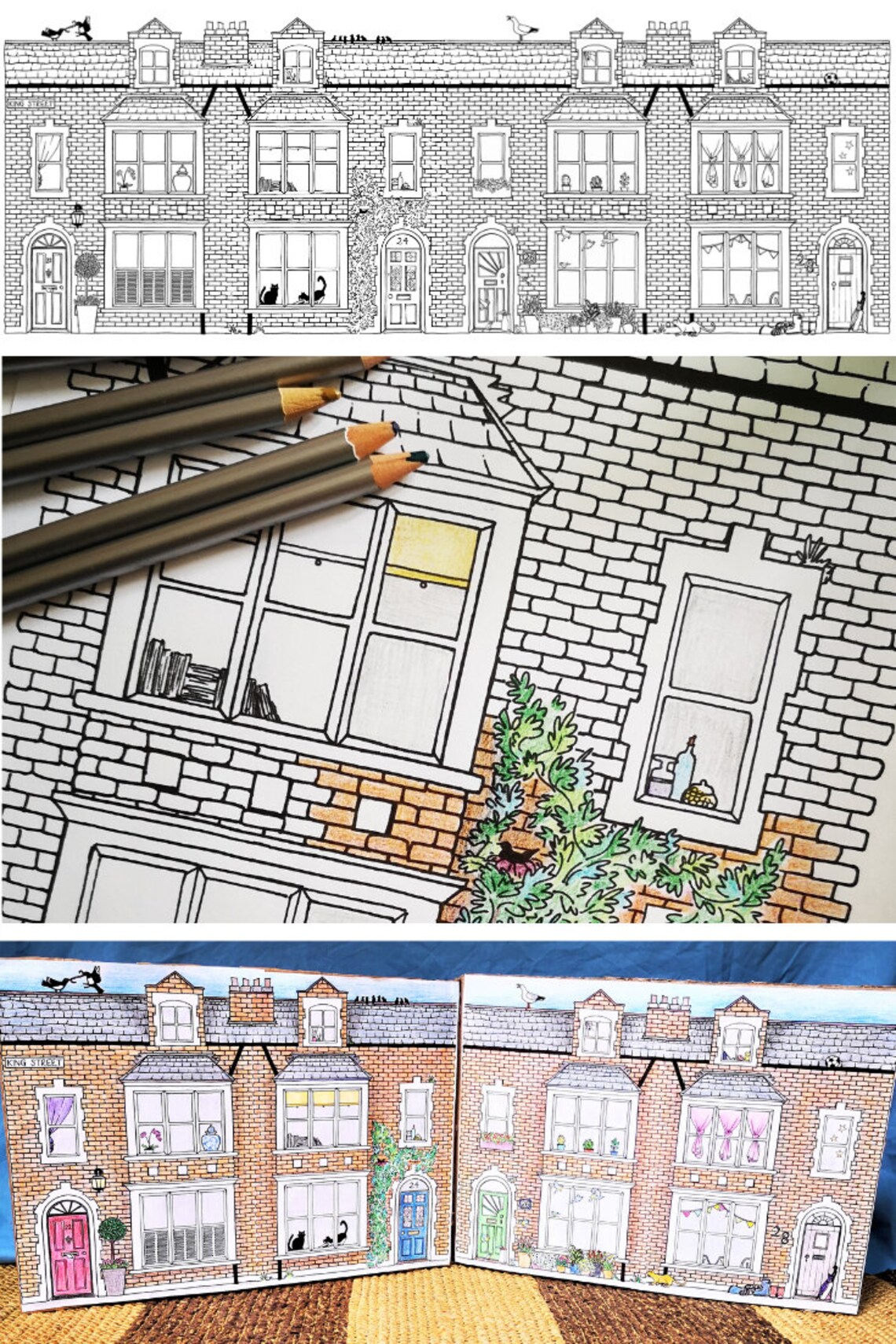 BUNDLE of 4 Victorian Terrace House Exterior Coloring Pages - Etsy UK