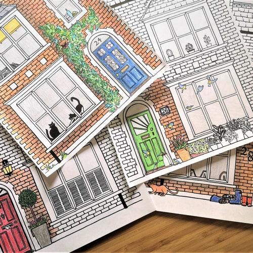 BUNDLE of 4 Victorian Terrace House Exterior Coloring Pages - Etsy UK