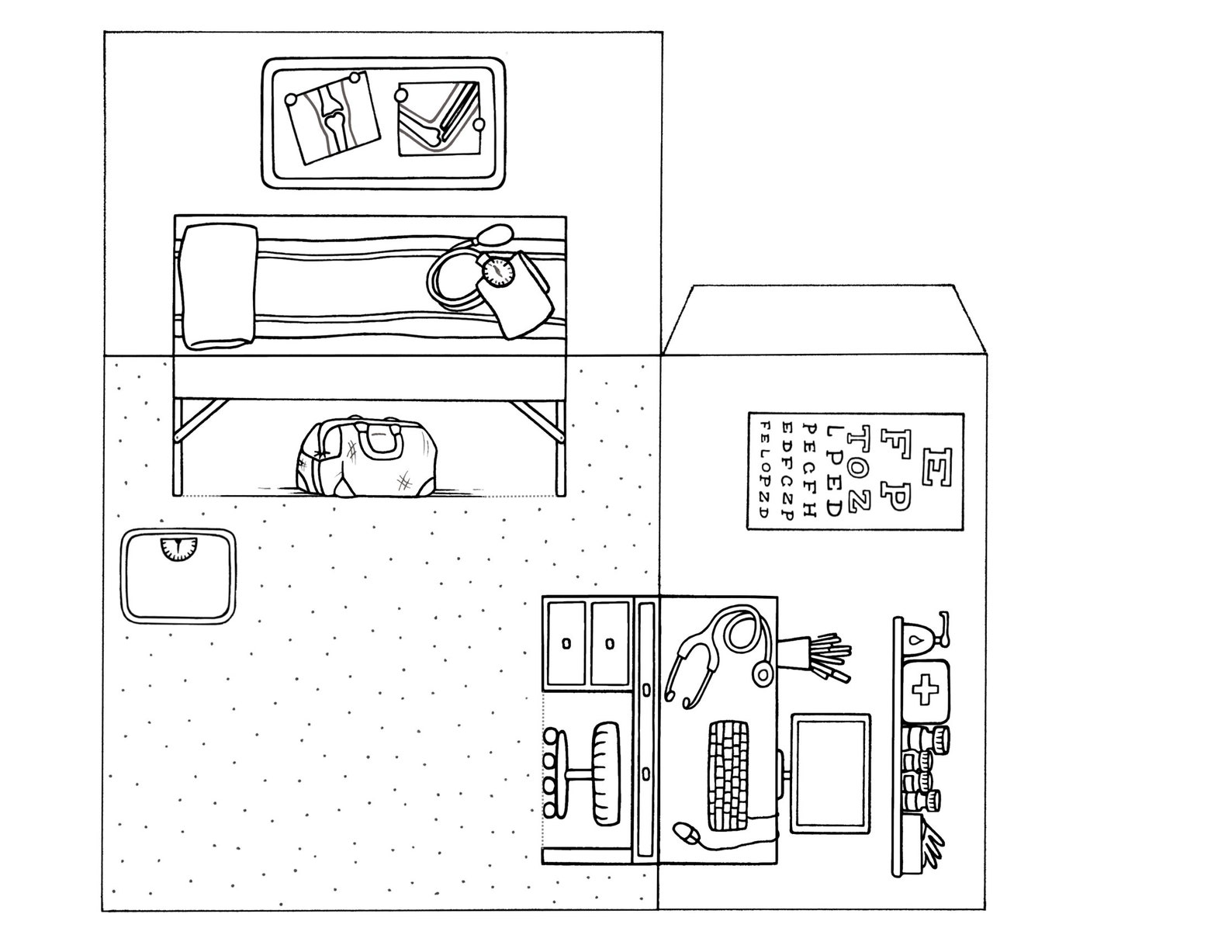Printable Mini Doctors Surgery / Office Pretend Play Dollshouse Paper ...