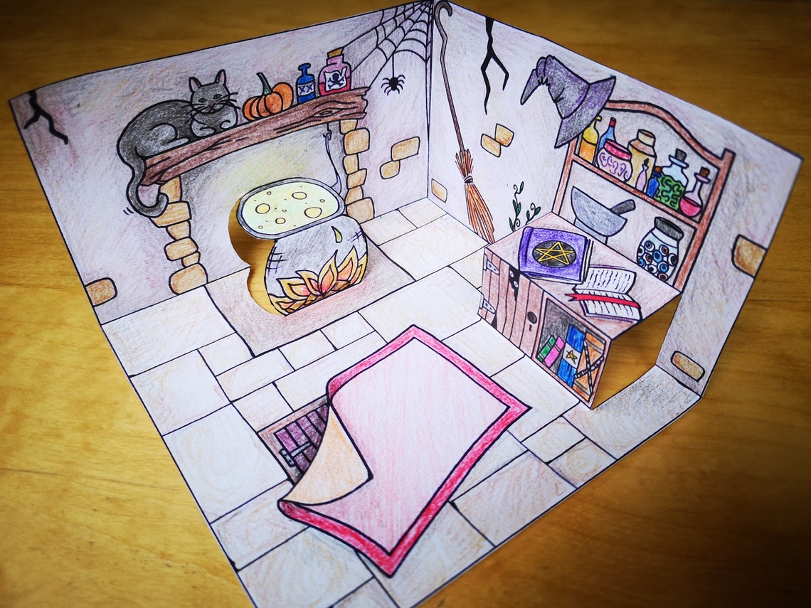 Halloween Craft Pop-up Witches House - Etsy