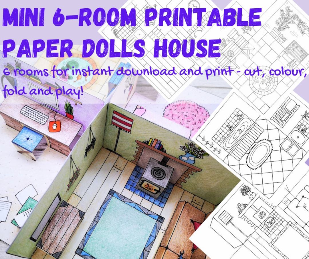 Printable Mini Paper DOLLSHOUSE Kit Bundle of 6 Pop-up Rooms - Etsy ...