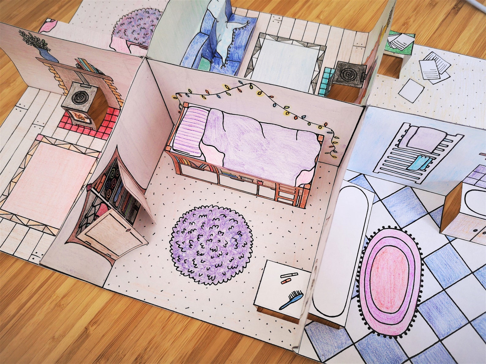 Pop-up Paper Dollshouse Lounge Printable Colouring Craft - Etsy