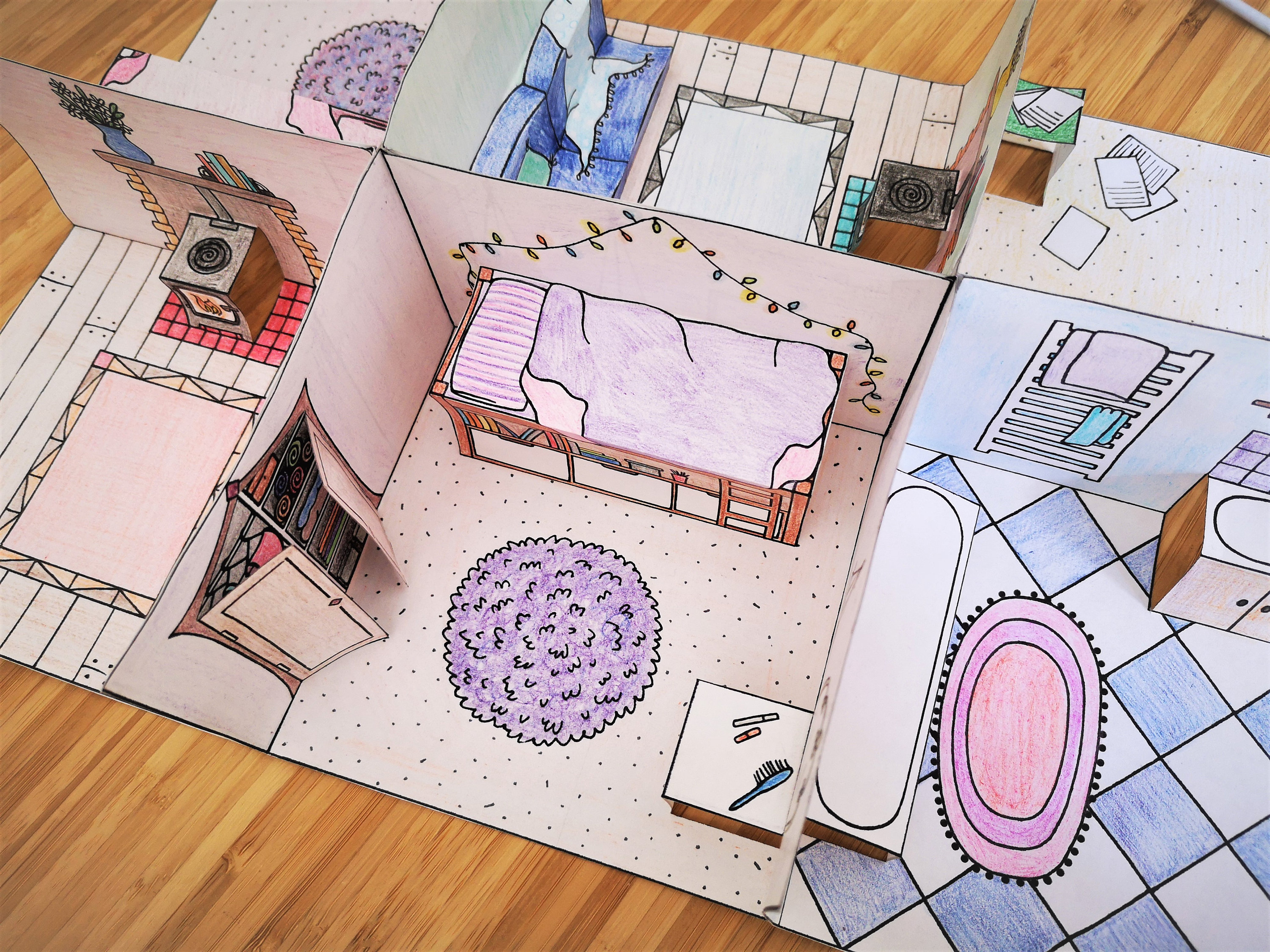Pop-up Paper Dollshouse Lounge Printable Colouring Craft - Etsy