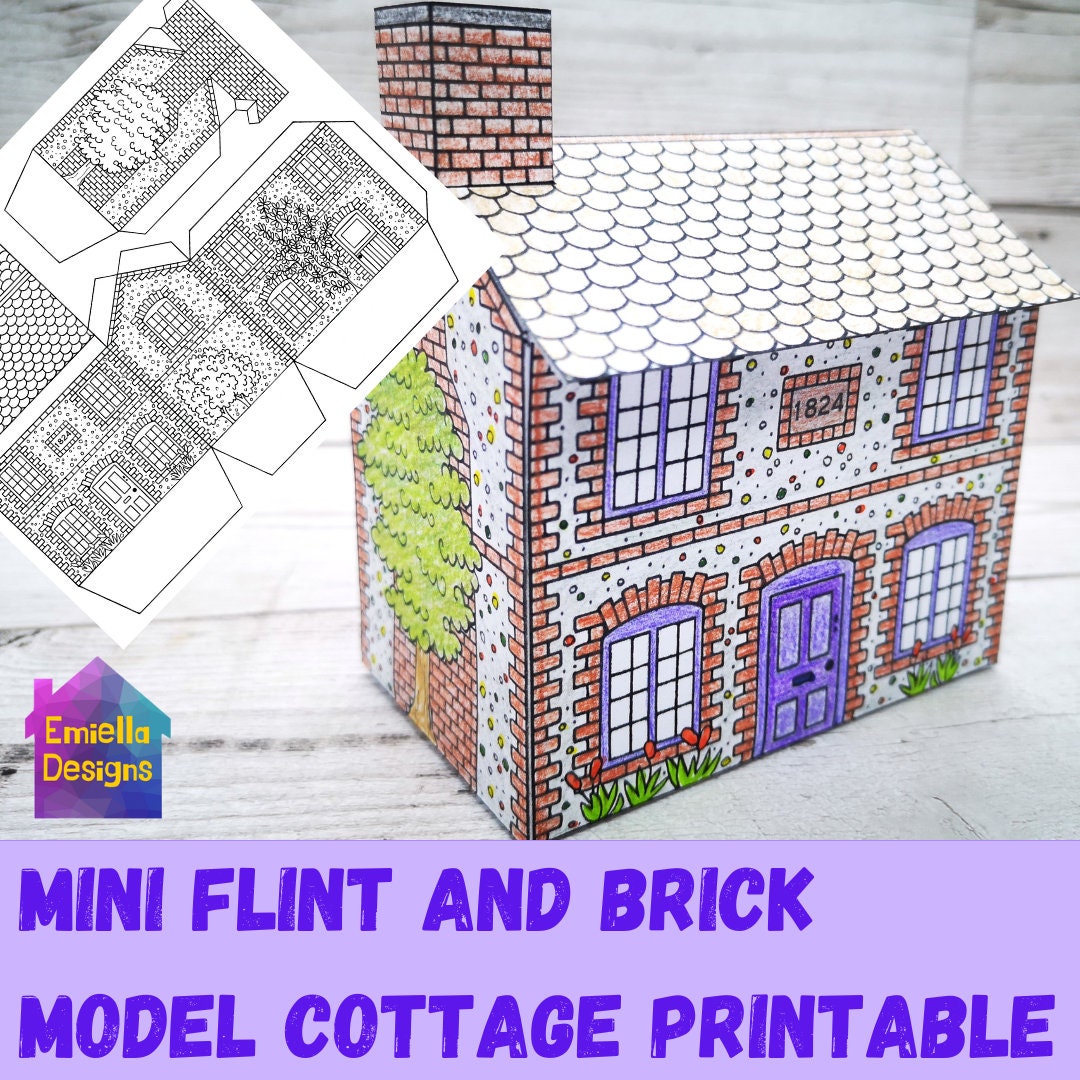 Mini Cottage Model to Print and Color Flint and Brick Norfolk Cottage ...