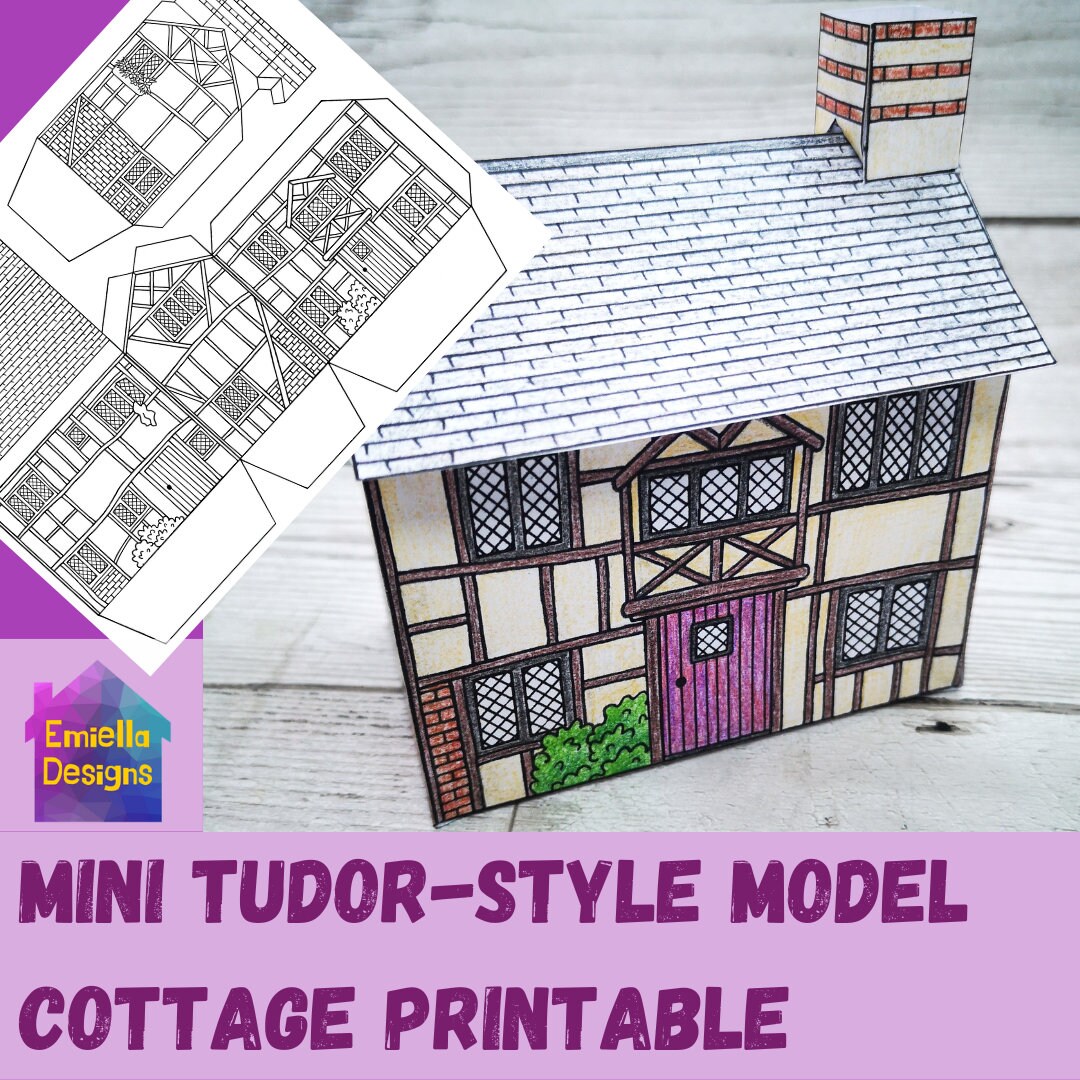 Mini Tudor Cottage Paper Model Printable Color and Assemble - Etsy