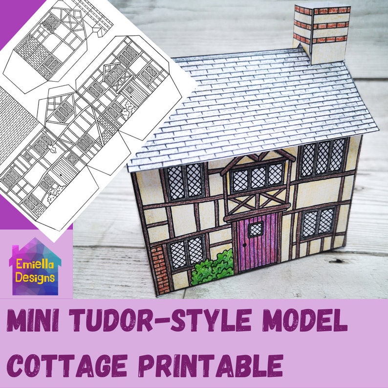 Mini Tudor Cottage Paper Model Printable Color and Assemble - Etsy UK