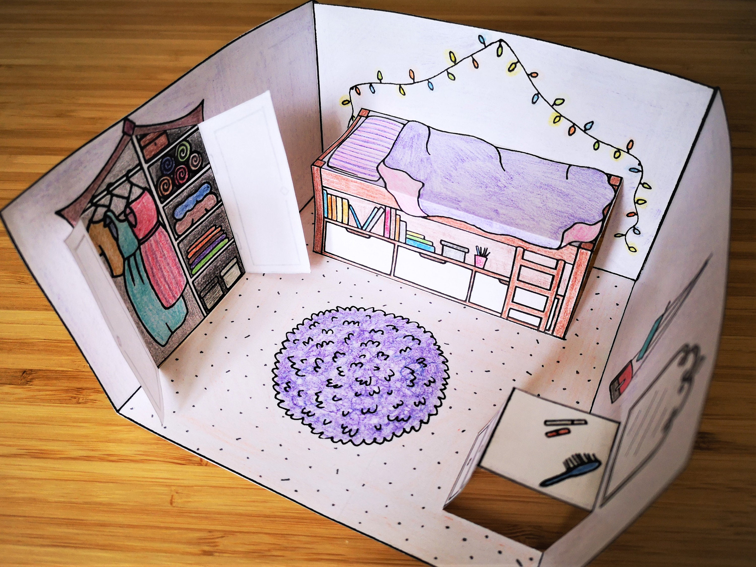 Pop-up Paper Dolls House Bedroom Printable Colour Cut Fold - Etsy