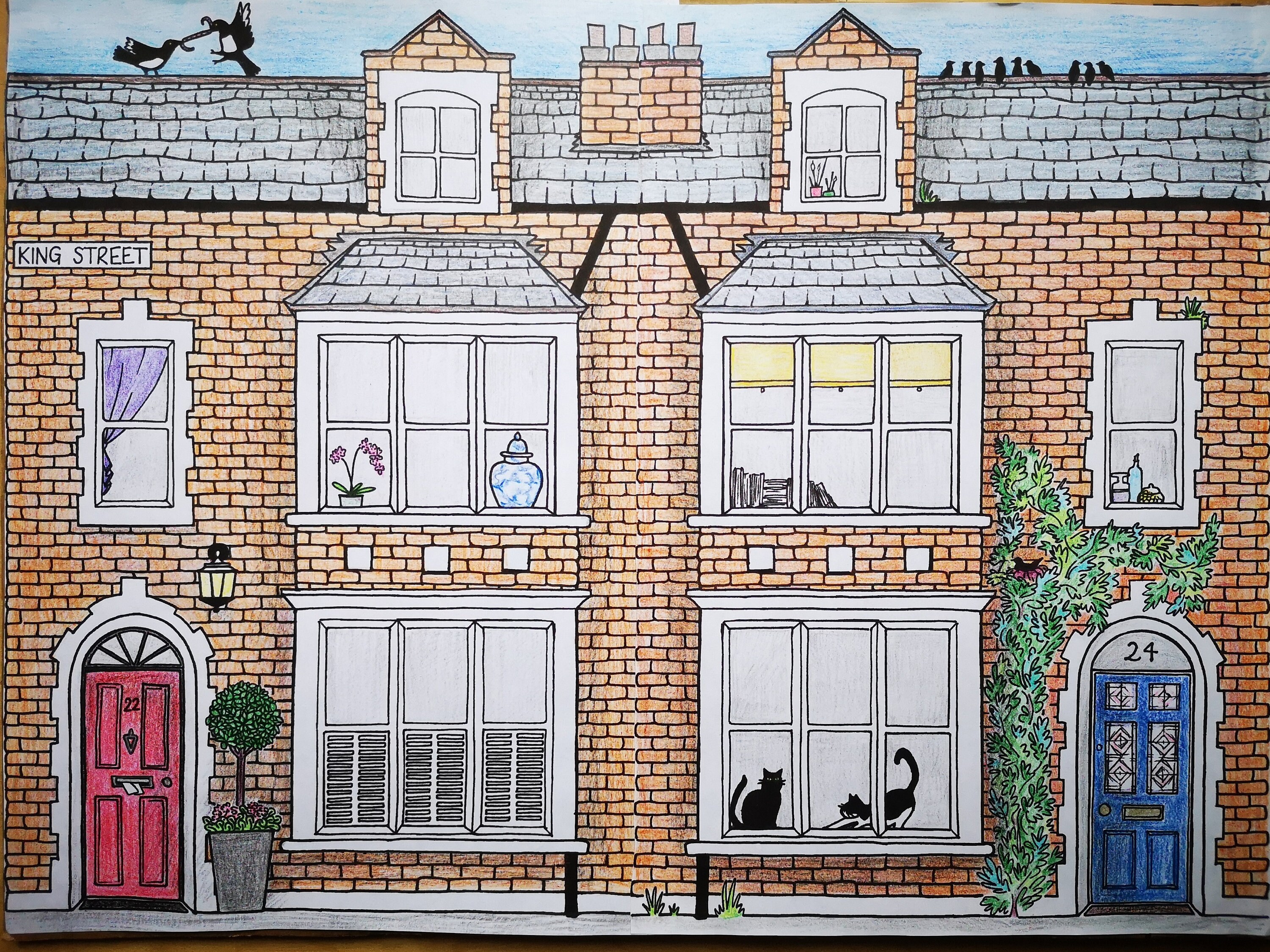 BUNDLE of 4 Victorian Terrace House Exterior Coloring Pages - Instant ...