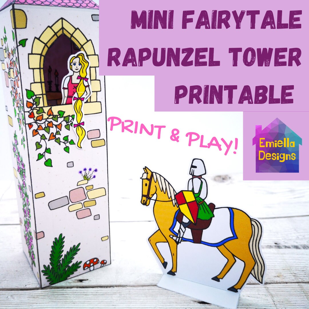 Mini COLOR Fairytale Rapunzel Tower With Princess and Knight PRINTABLE ...