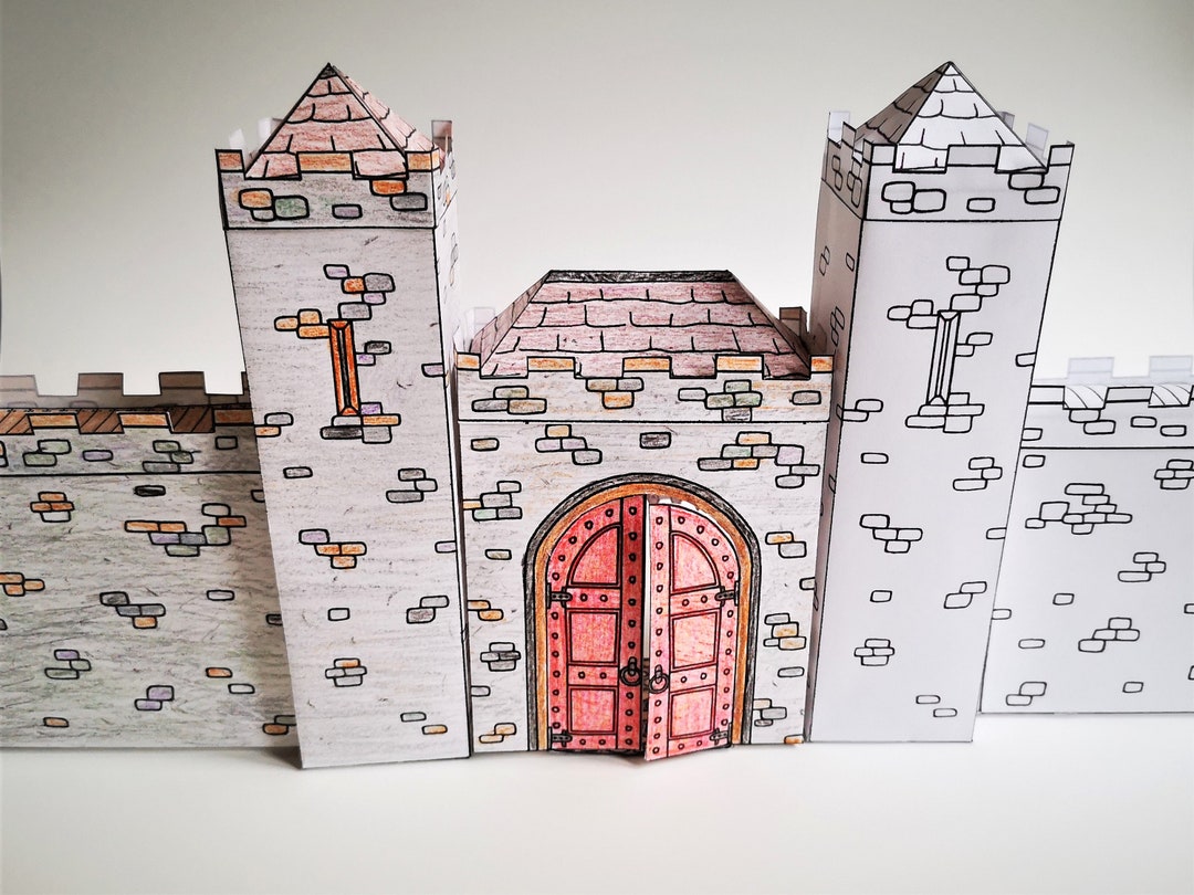 Paper Medieval Castle Model to Color and Make at Home Easy Kids Craft ...