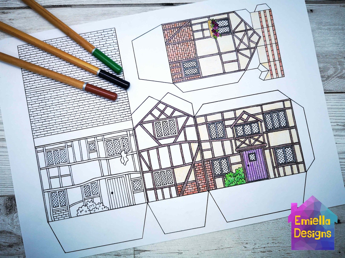 Mini Tudor Cottage Paper Model Printable Color and Assemble - Etsy UK