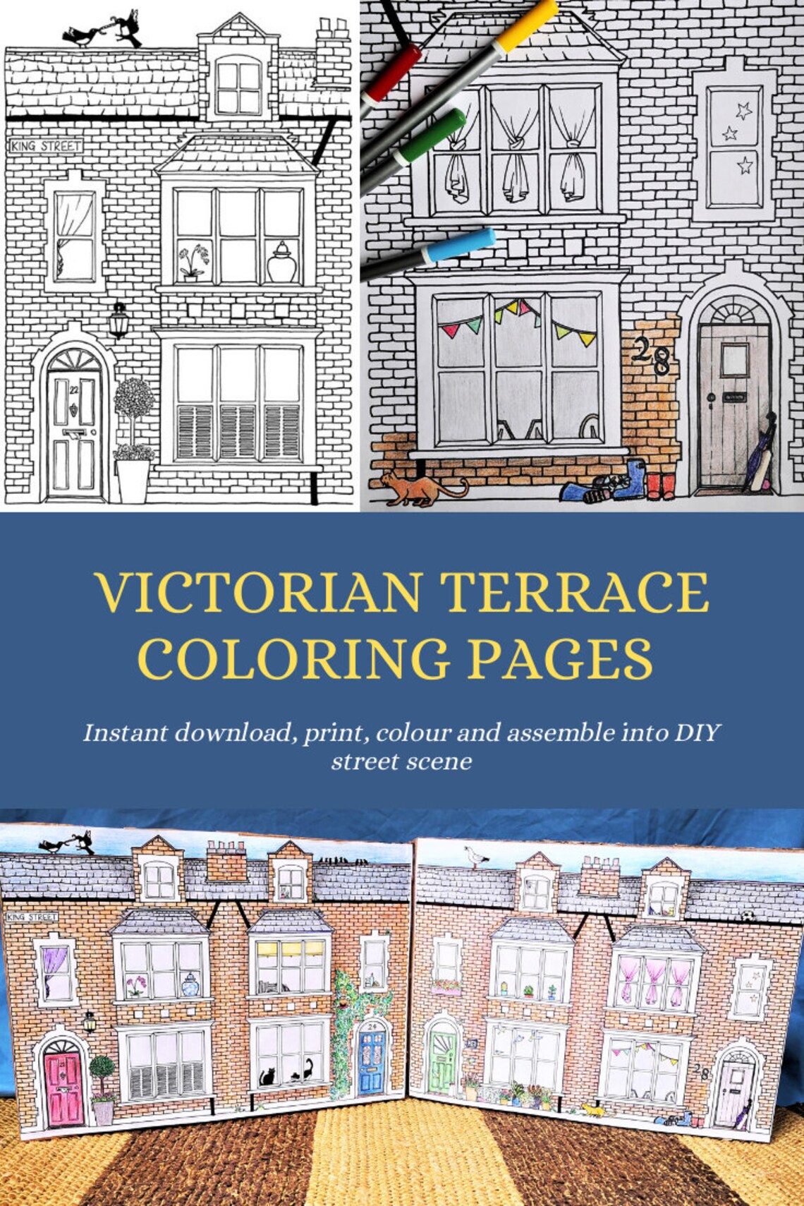 BUNDLE of 4 Victorian Terrace House Exterior Coloring Pages - Etsy UK