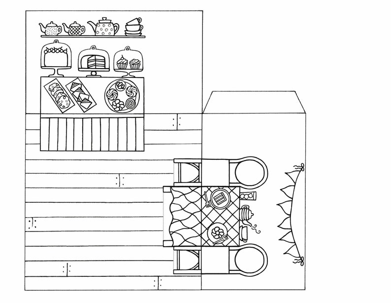 Paper Pop-up Cafe / Tea Shop / Cake Shop Dolls House Room Diorama ...