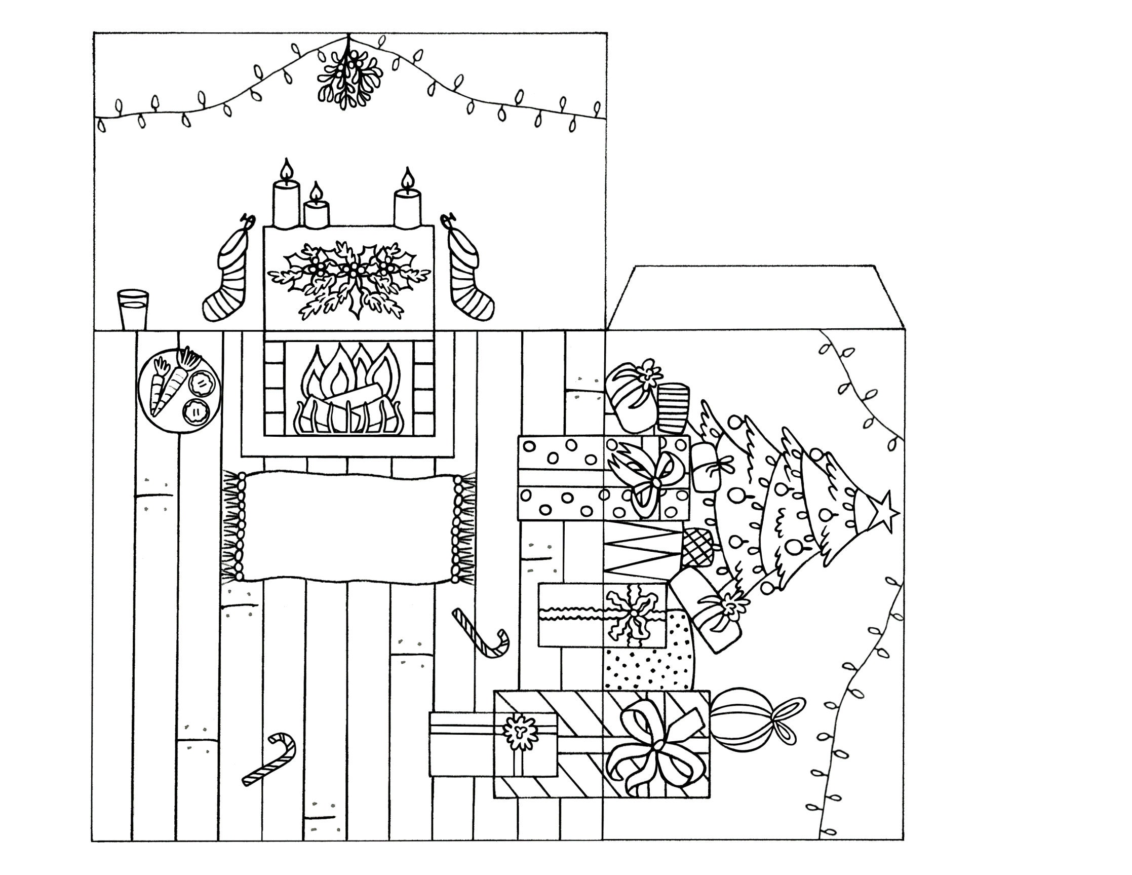 Christmas Room Pop-up Printable With Fireplace, Christmas Tree and ...