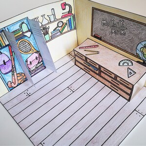 Mini Classroom Dollshouse Printable Pop-up Craft - Color, Cut, Fold and ...