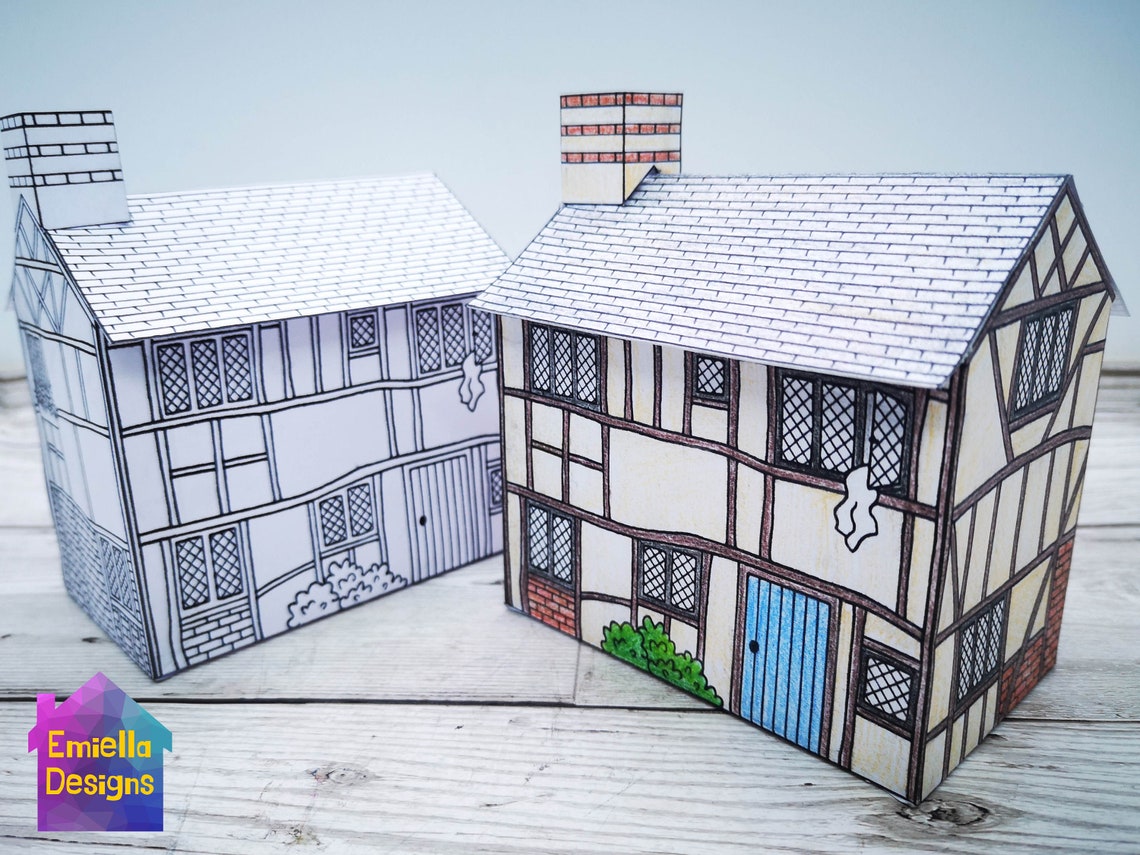 Mini Tudor Cottage Paper Model Printable Color and Assemble - Etsy UK