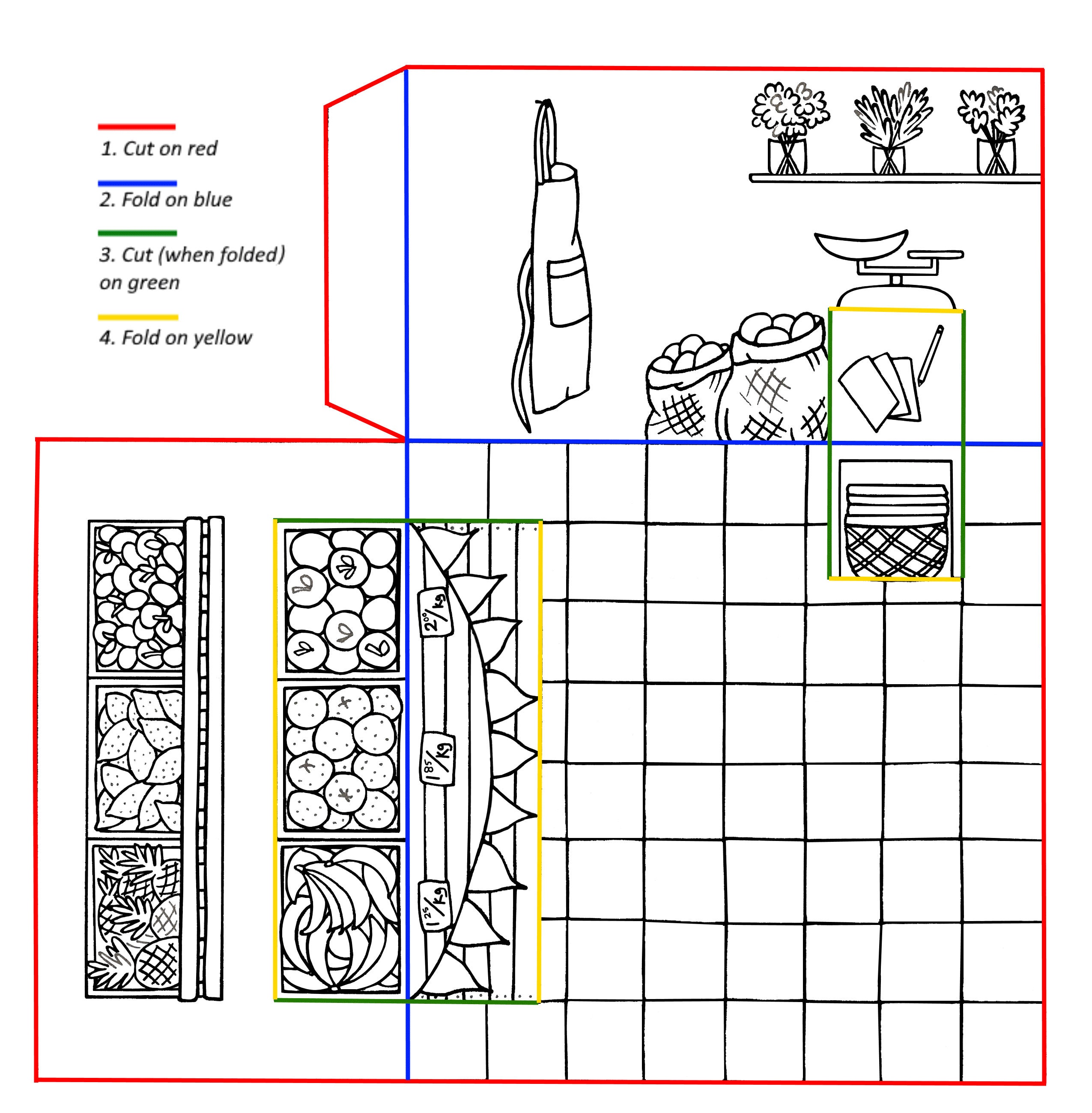 Paper Pop-up Grocers / Grocery Store Dolls House Printable Color, Cut ...