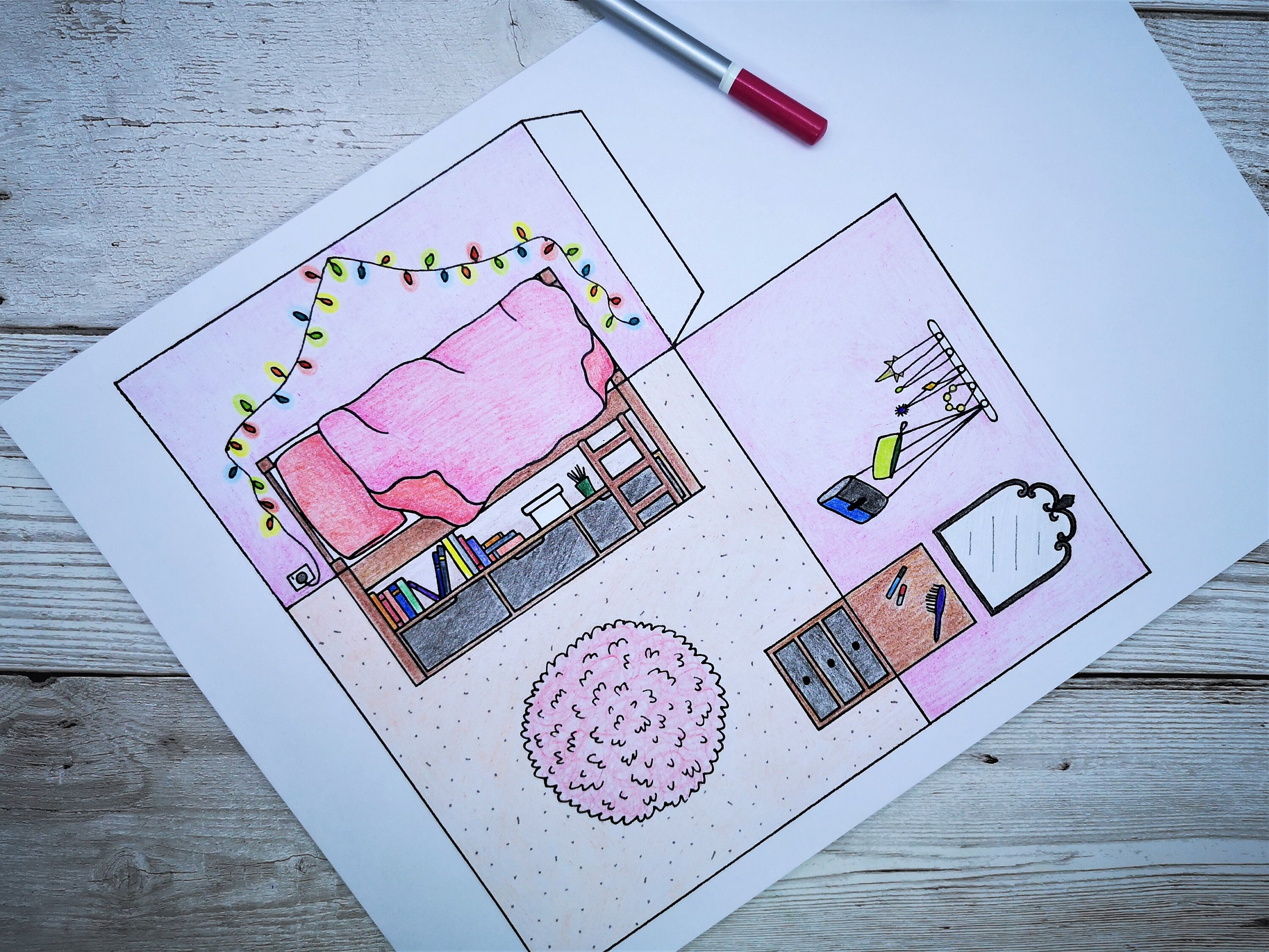 Pop-up Paper Dolls House Bedroom Printable Kids Craft - With Bed and ...