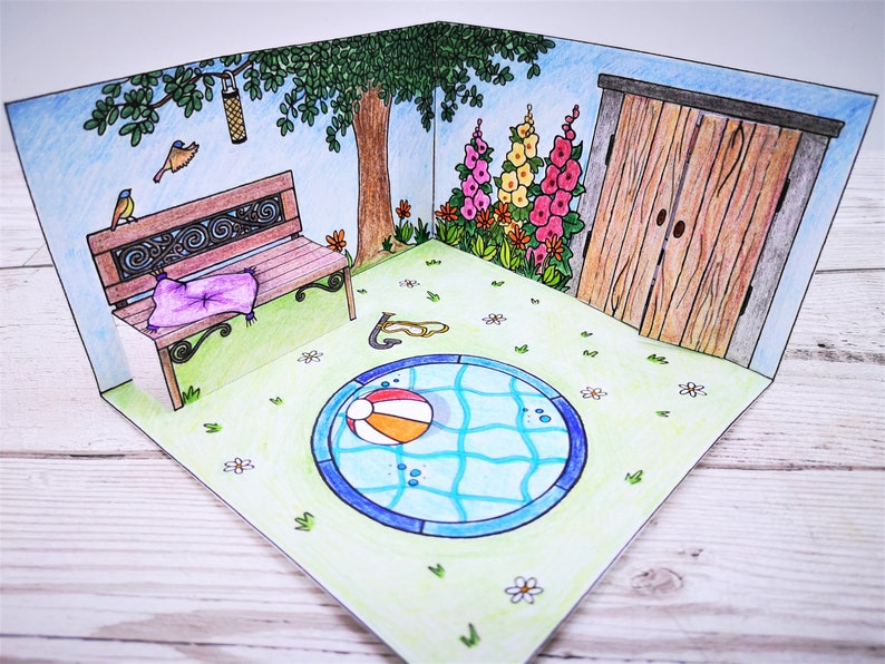 Printable Dollshouse Diorama Lawn Garden - Paper Pop-up Kids Craft - Etsy
