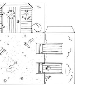 Mini Printable Beach / Seaside Diorama Kids Craft - With Beach Hut and ...