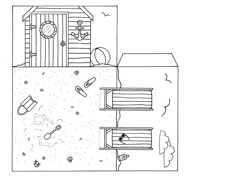 Mini Printable Beach / Seaside Diorama Kids Craft - With Beach Hut and ...