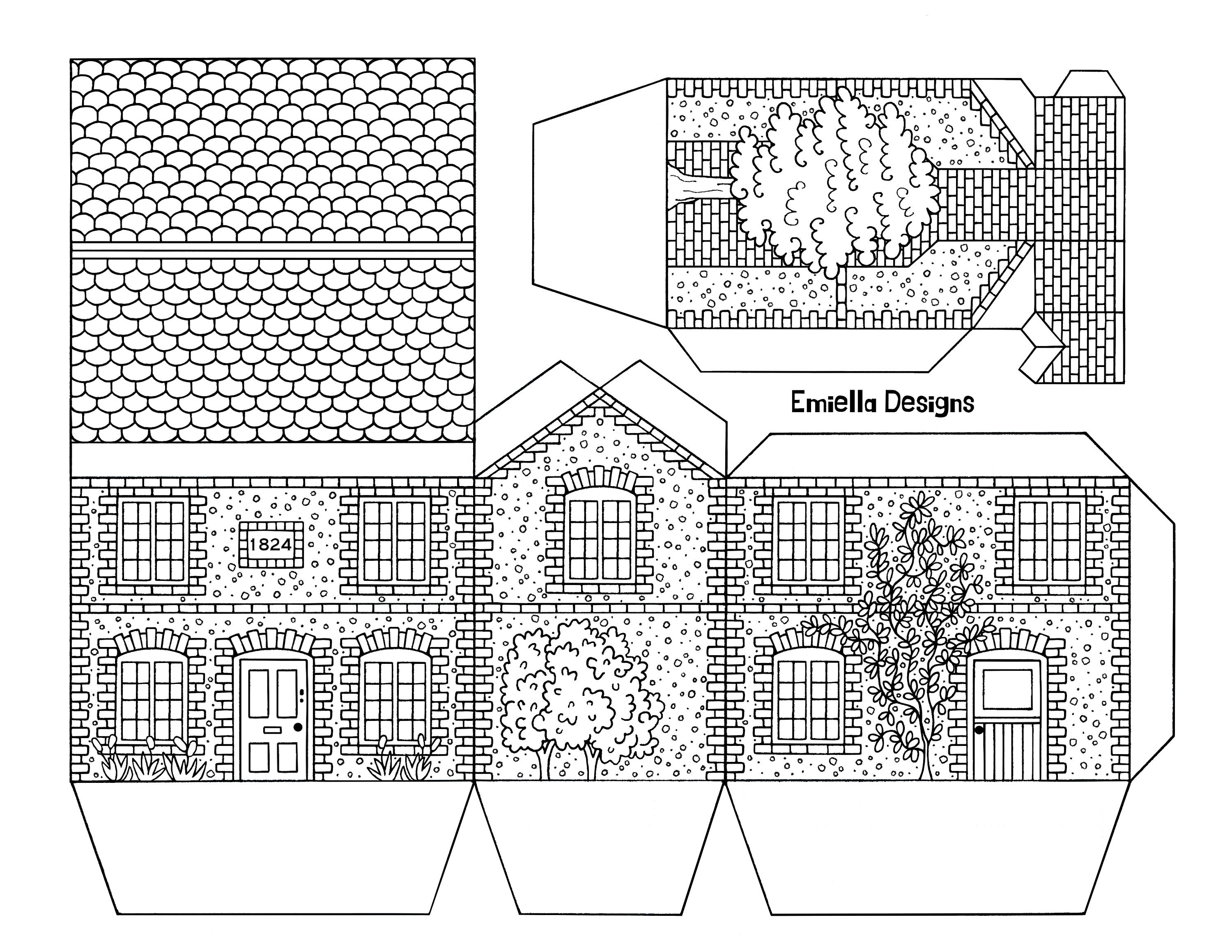Mini Cottage Model to Print and Color - Flint and Brick Norfolk Cottage ...