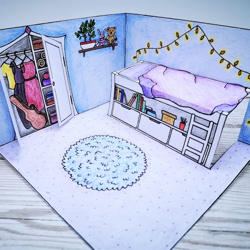 Pop-up Paper Dolls House Bedroom Printable Kids Craft With - Etsy
