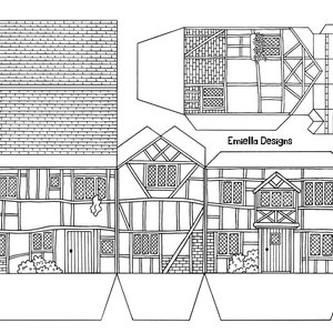 Mini Tudor Cottage Paper Model Printable - Color and Assemble - Etsy