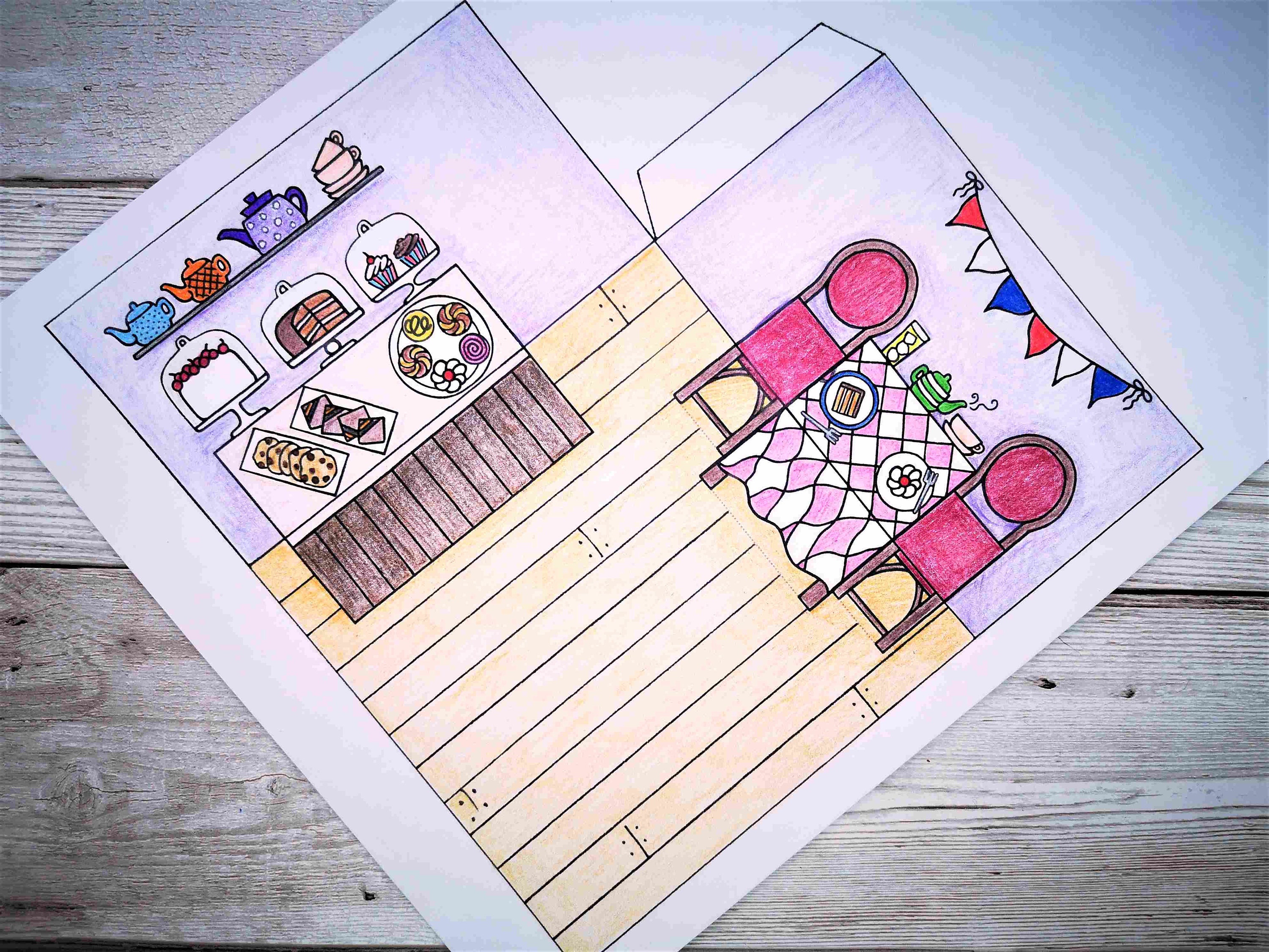 Paper Pop-up Cafe / Tea Shop / Cake Shop Dolls House Room Diorama ...