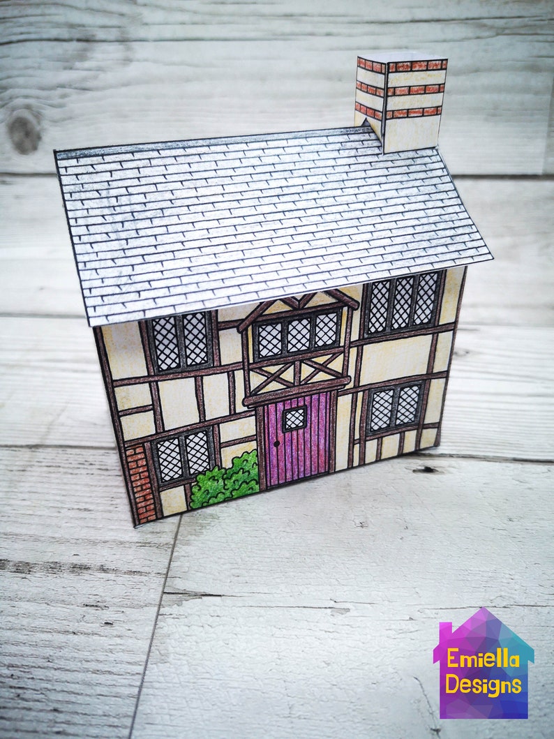 Mini Tudor Cottage Paper Model Printable Color and Assemble - Etsy