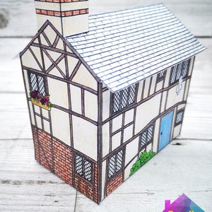 Mini Tudor Cottage Paper Model Printable - Color and Assemble - Etsy