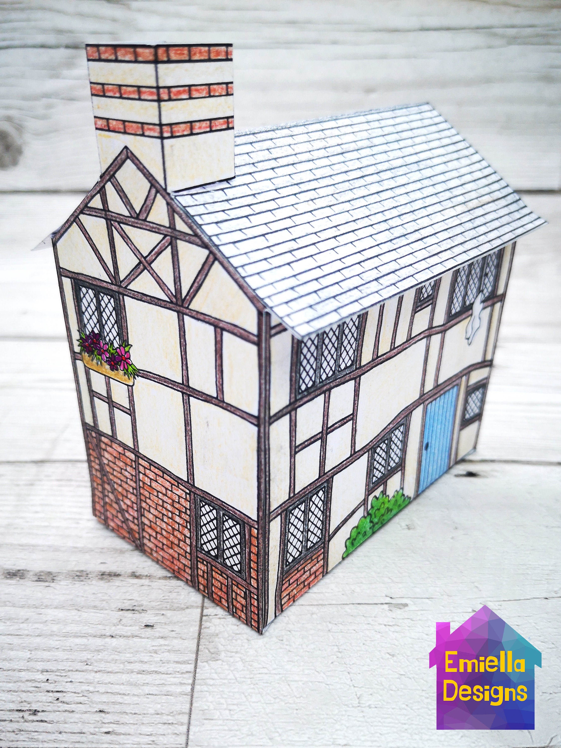 Mini Tudor Cottage Paper Model Printable Color and Assemble - Etsy