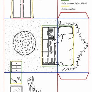 Pop-up Paper Dolls House Bedroom Printable Kids Craft - With Bed ...
