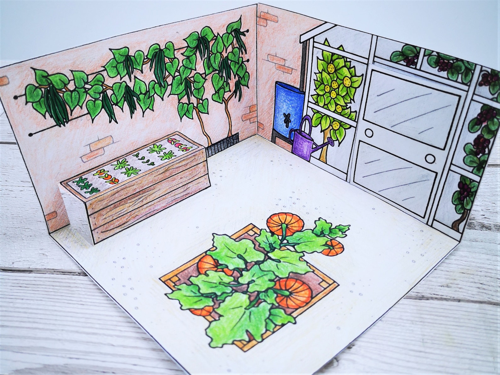 Printable Mini Walled Vegetable Garden Diorama - Dollshouse Kids Craft ...