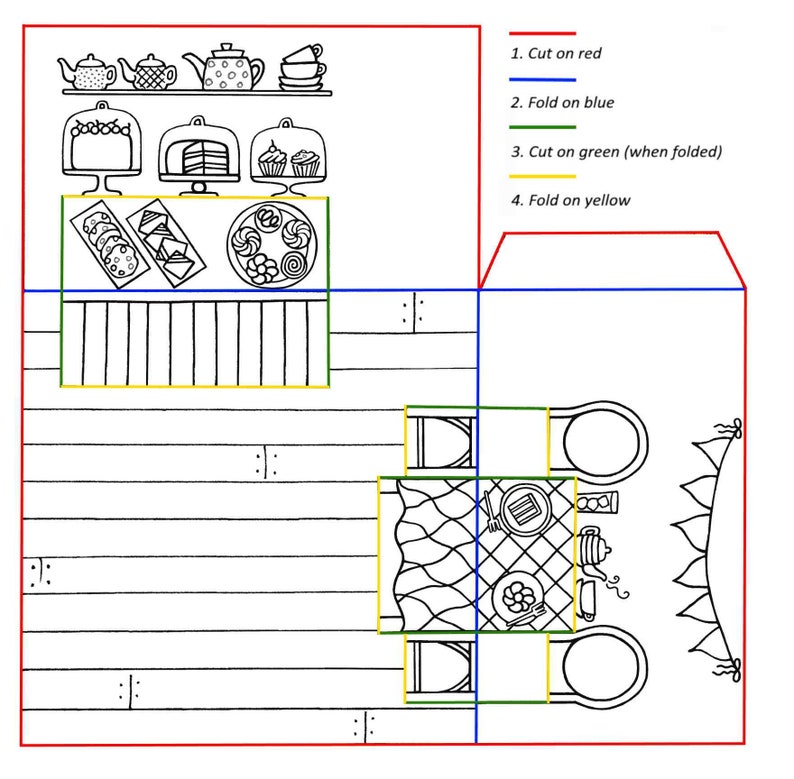 Paper Pop-up Cafe / Tea Shop / Cake Shop Dolls House Room Diorama ...