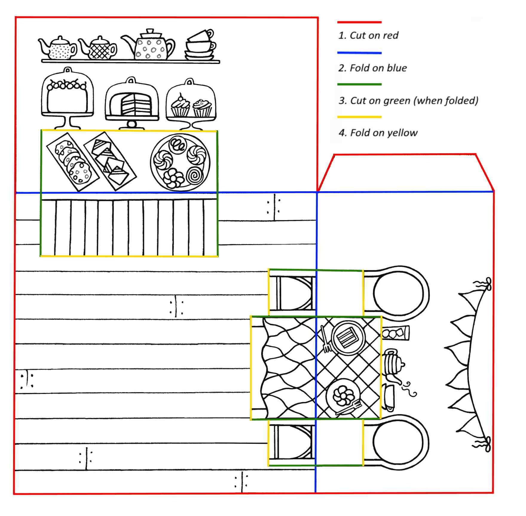 Paper Pop-up Cafe / Tea Shop / Cake Shop Dolls House Room Diorama ...